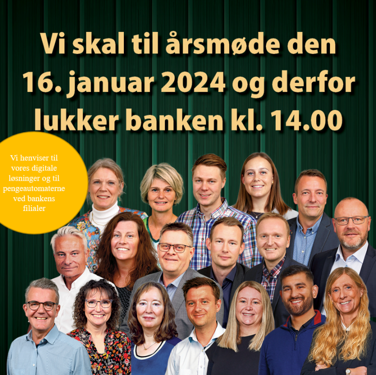 Tirsdag den 16. januar lukker banken kl. 14.00 - Lollands Bank | Altid nærværende.